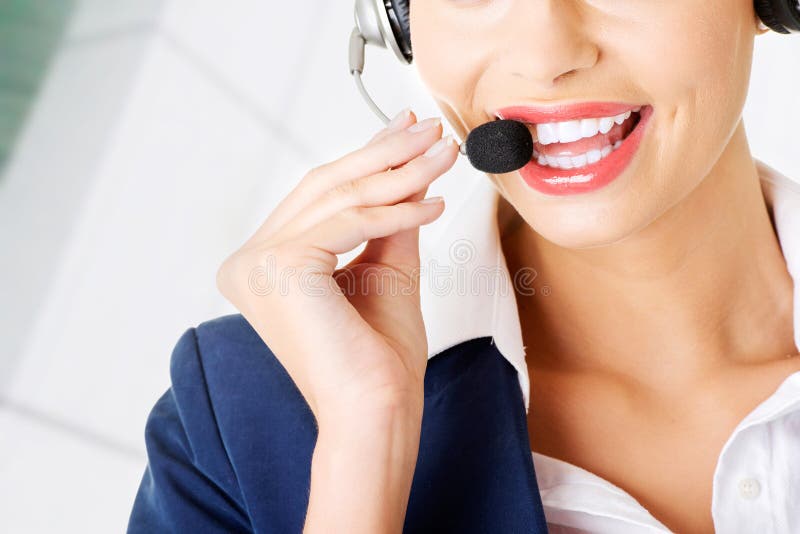 Pretty Call-centre Assistant Smiling Stock Photo - Image of contact ...