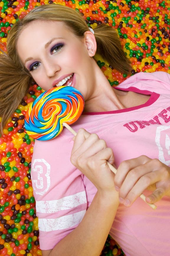 Pretty Candy Girl stock image. Image of biting, sweets - 6493615