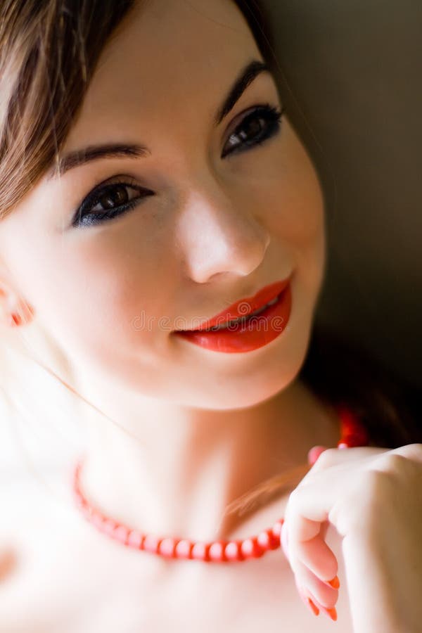 Pretty closeup portrait stock image. Image of lips, carefree - 10991759