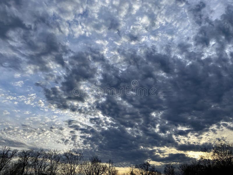 Pretty Cloud Formations at Sunset in Winter Stock Photo - Image of ...