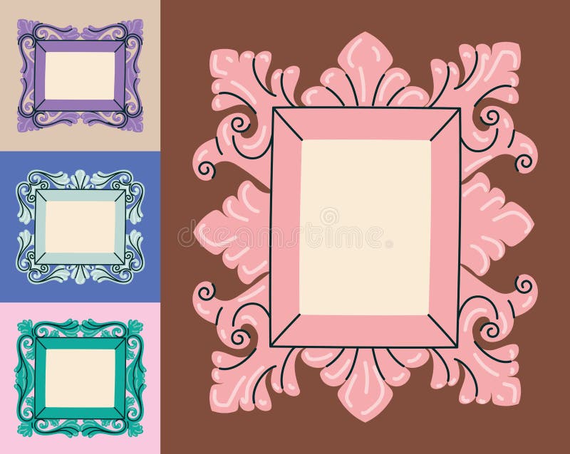 Pretty colored frames stock vector. Illustration of flourishes - 229877595