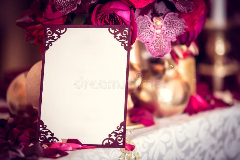 Pretty Colored Table with Invitation Note on it Stock Photo - Image of ...
