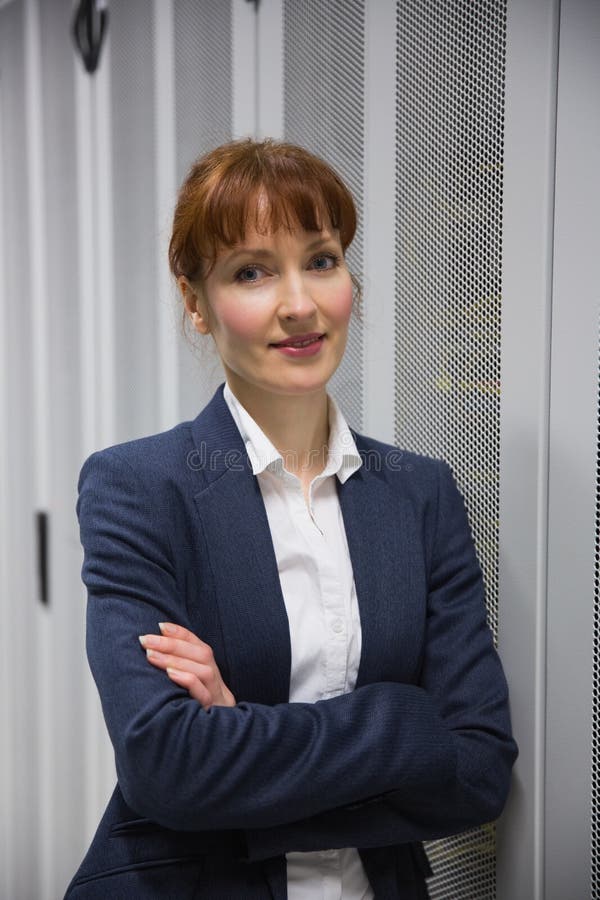Pretty Computer Technician Looking at Camera Stock Photo - Image of ...