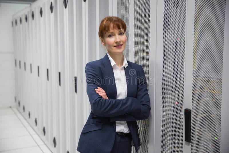 Pretty Computer Technician Looking at Camera Stock Image - Image of ...