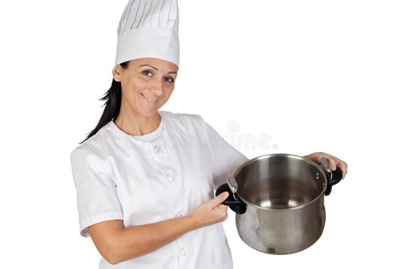 Pretty Cook Girl with a Pot Stock Photo - Image of clean, dishes: 11931392