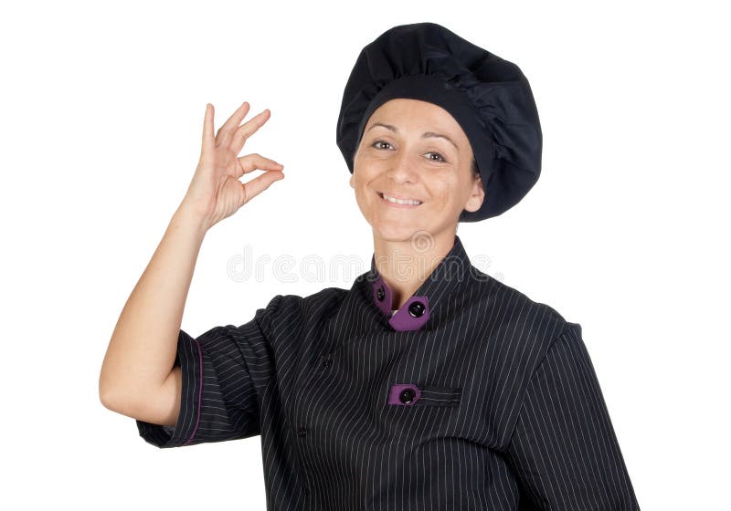 Pretty Cook Woman with Black Uniform Stock Photo - Image of cuisine ...