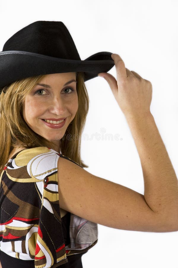 Pretty Cowgirl stock image. Image of smiling, white, holding - 10544067