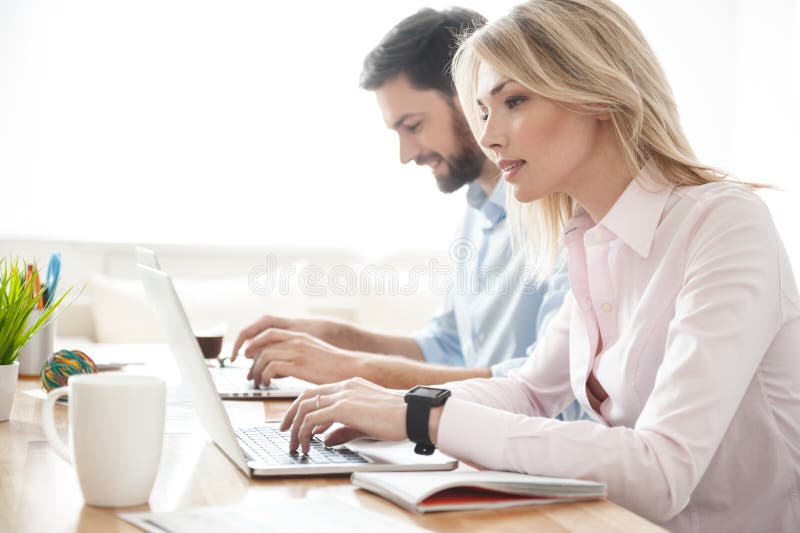 Pretty Creative Team is Working on Computers Stock Image - Image of ...