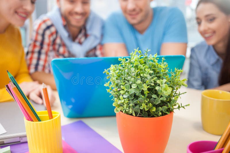 Pretty Creative Team is Working with a Laptop Stock Photo - Image of ...
