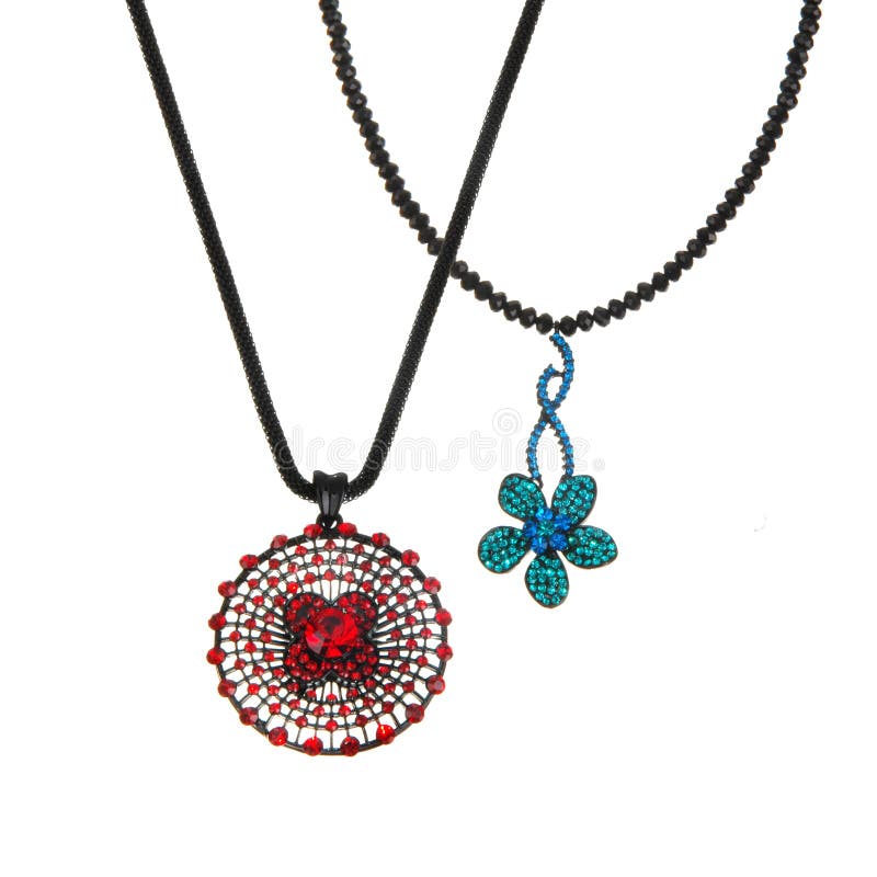 Pretty Crystal Pendants Isolated on White Stock Image - Image of female ...