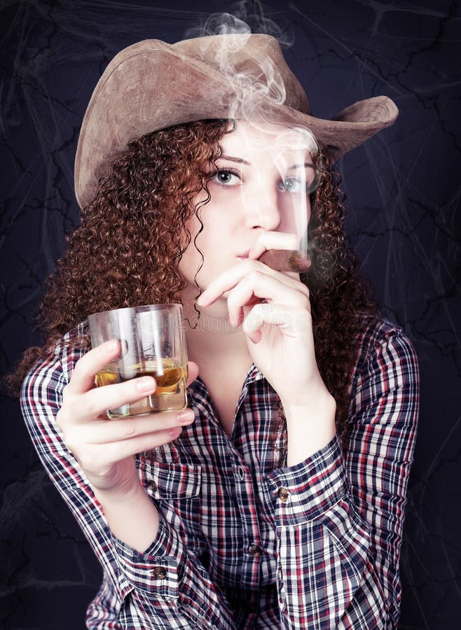 Pretty Curly Girl the Cowboy Stock Photo - Image of gorgeous, person ...