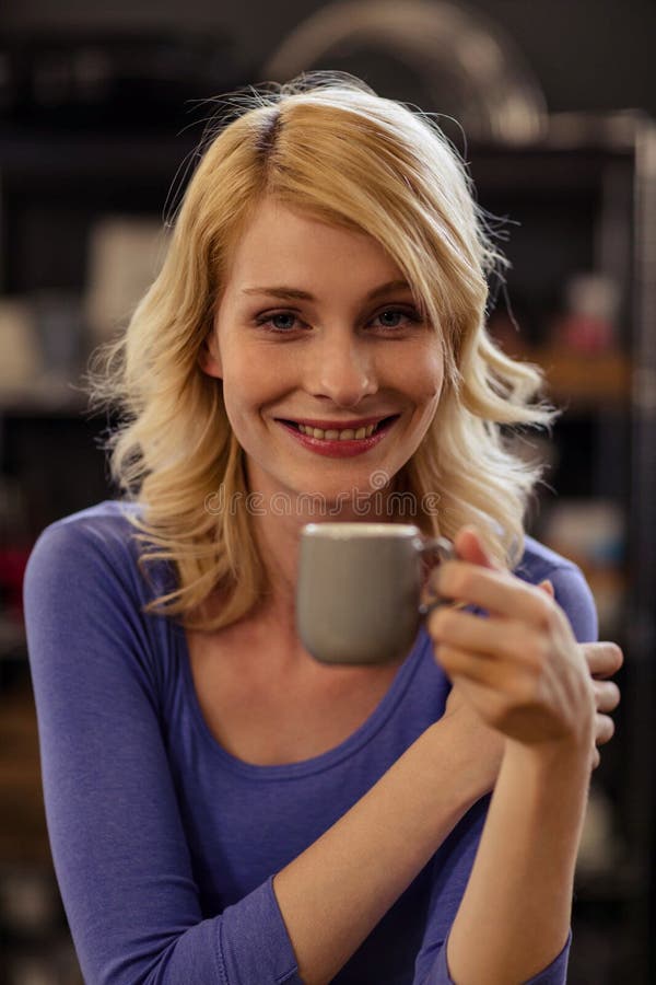Pretty Customer Drinking a Coffee Stock Photo - Image of break ...