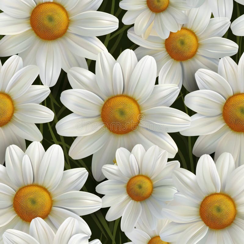 Pretty Daisy Floral Print ~ Seamless Background, Realistic, Top View ...
