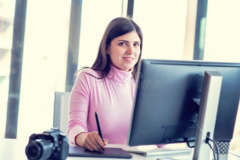 Pretty Designer Adjusting Dress Stock Photo - Image of cool, kneeling ...