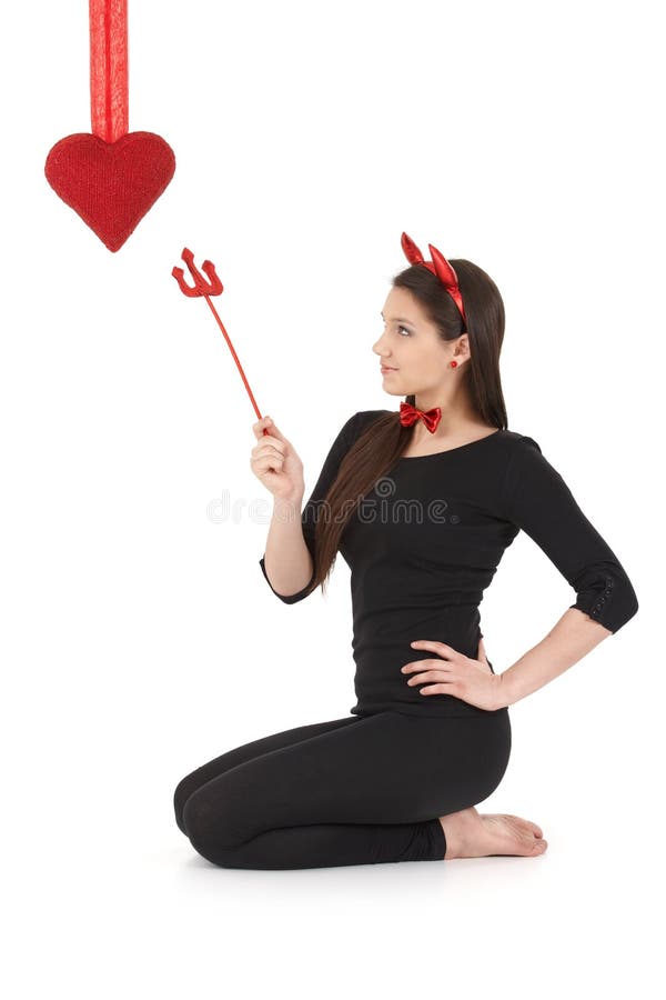Pretty Devil at Valentine S Day Stock Photo - Image of love, female ...