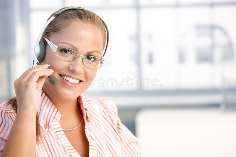 Smiling Dispatcher with Headset Stock Photo - Image of face, american ...