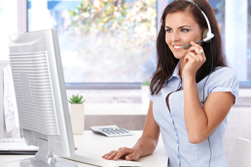 Happy Dispatcher Working in Call Center Stock Image - Image of center ...