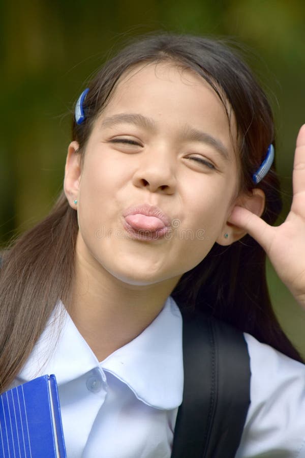 Pretty Diverse Female Student Making Funny Faces Stock Image - Image of ...