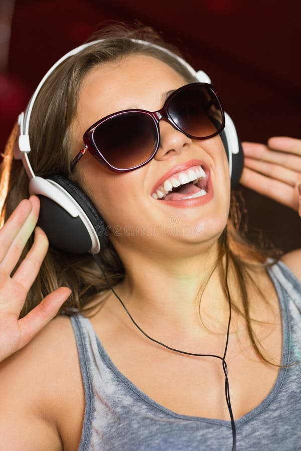 Pretty Dj Smiling and Dancing Stock Image - Image of button, adult ...