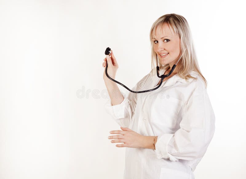 Pretty Doctor with Stethoscope Stock Image - Image of woman, hospital ...