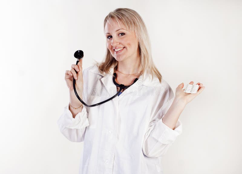 Pretty Doctor with Stethoscope Stock Image - Image of medical, human ...