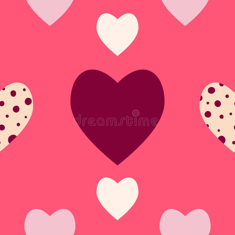 Pretty Dotted Seamless Pattern with Hearts, Dots. Stock Vector ...