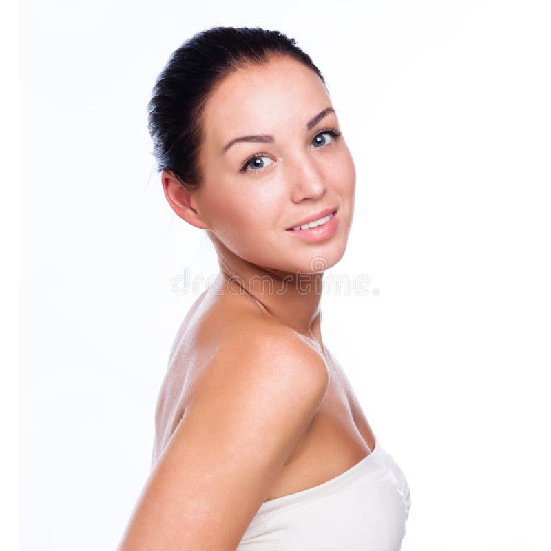 Pretty Face of Beautiful Smiling Woman Stock Image - Image of lift ...