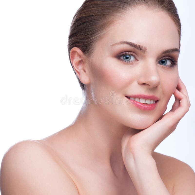 Pretty Face of Beautiful Smiling Woman - Posing at Studio Isolat Stock ...