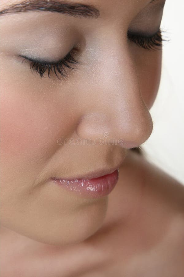 Pretty Face with Eyes Closed Stock Photo - Image of attractive, girl ...