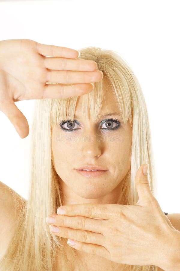 Pretty Face Framed with Hands Stock Image - Image of future, bright ...