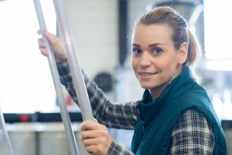 Pretty Female Doing Practical Work at Factory Stock Image - Image of ...