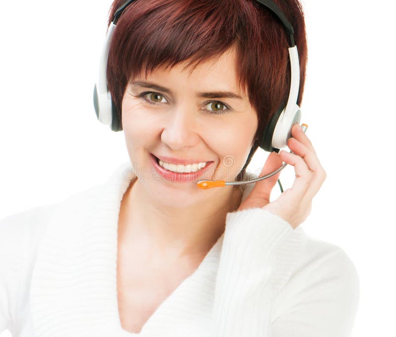 Pretty Female in a Headset stock photo. Image of adult - 28977770