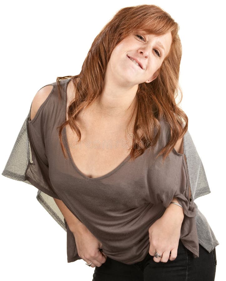 Pretty Female Leans Forward Stock Photo - Image of character ...