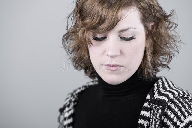 Pretty Female Looking Down stock image. Image of hair - 13213307