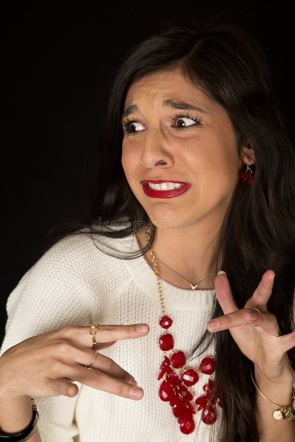 Pretty Female Model with a Scared or Startled Facial Expression Stock ...