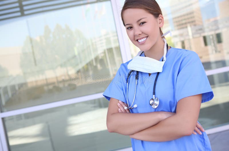 Pretty Female Nurse at Hospital Stock Image - Image of attractive ...
