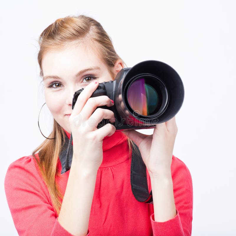 Female photographer. stock photo. Image of caucasian, lens - 3530568