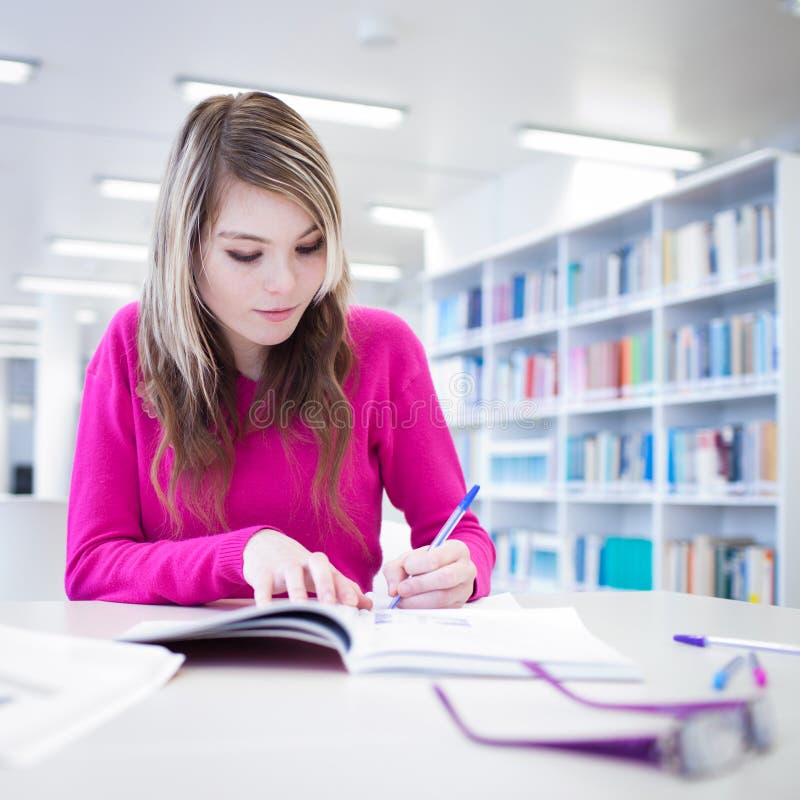 Pretty, Female Student with Laptop and Books Stock Photo - Image of ...