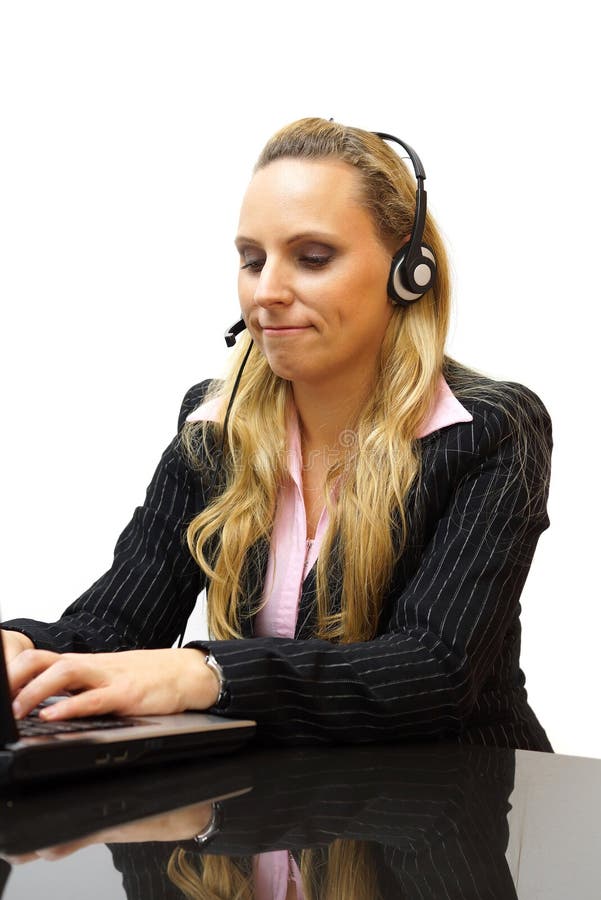 Pretty Female Support Center Operator with Headset Stock Image - Image ...