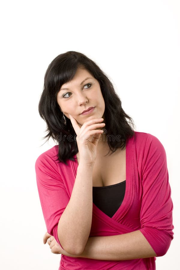 Pretty female thinking stock image. Image of minded, summon - 15140819