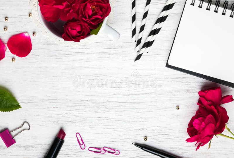 Pretty Feminine Stuff On The White Background Stock Photo - Image of ...