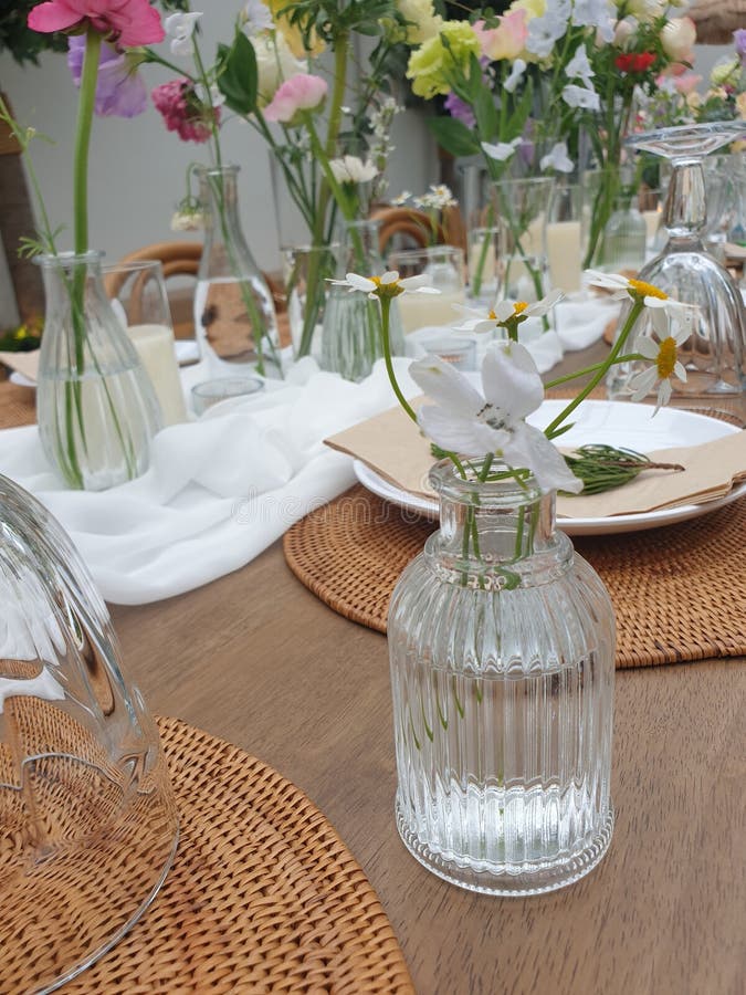 Pretty Flowers in a Vase and a Table Stock Image - Image of furniture ...