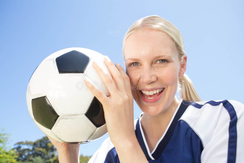 Pretty Football Player Smiling at Camera Stock Image - Image of ...