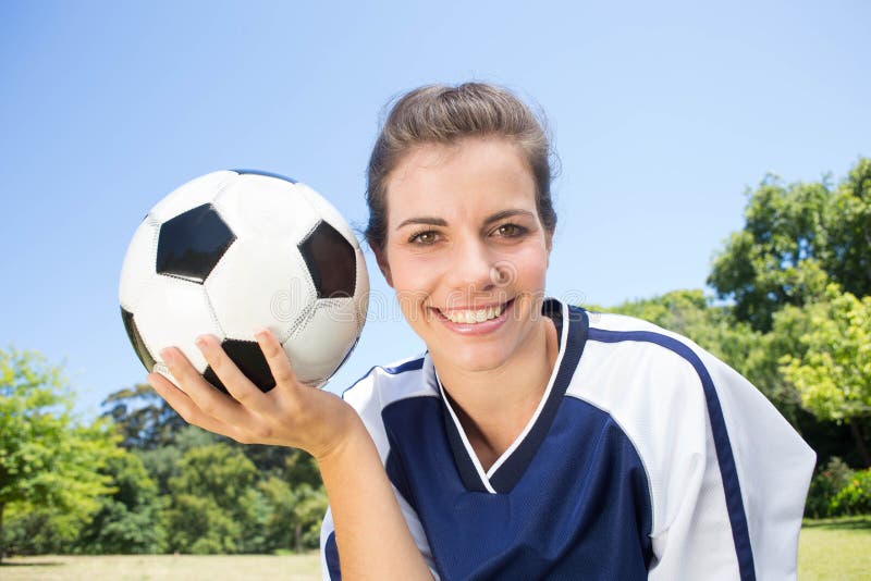 Pretty Football Player Smiling at Camera Stock Image - Image of healthy ...