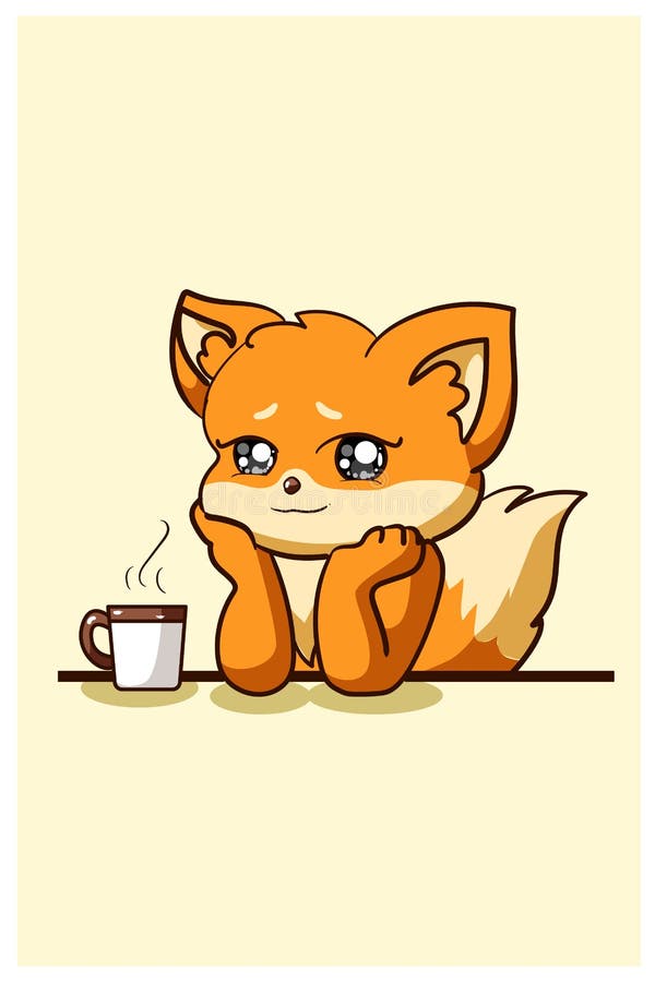 The Pretty Fox Waiting Someone with a Coffee Stock Vector ...