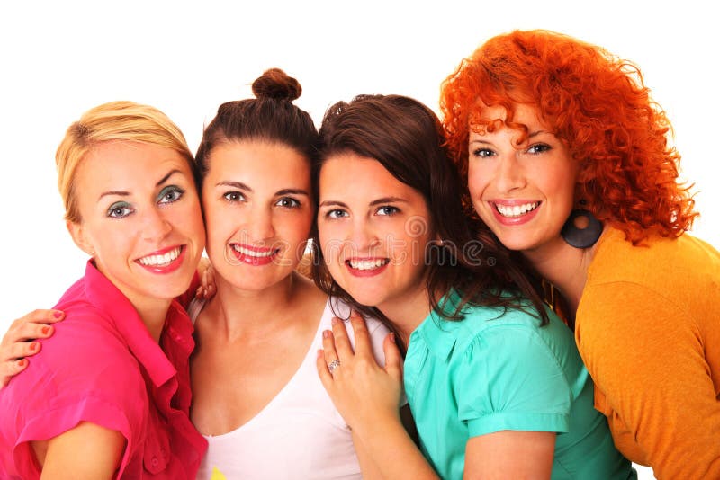 Group of Happy Different Women in White Underwear Stock Photo - Image ...