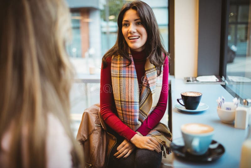 Pretty Friends Chatting Over Coffee Stock Image - Image of cafe ...