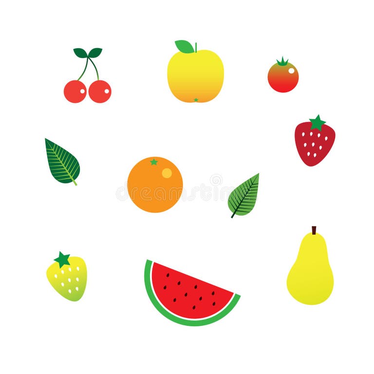 Pretty Fruit Set stock vector. Illustration of drawing - 11219760