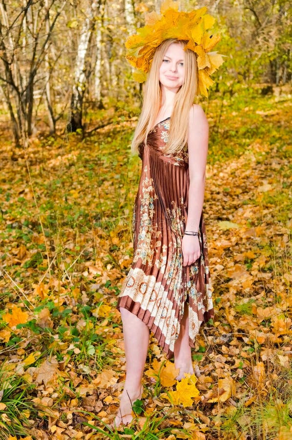 Pretty girl in autumn park stock image. Image of caucasian - 14954987