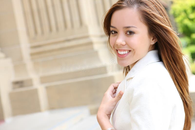 Pretty Girl at the College Campus Stock Photo - Image of lifestyle ...